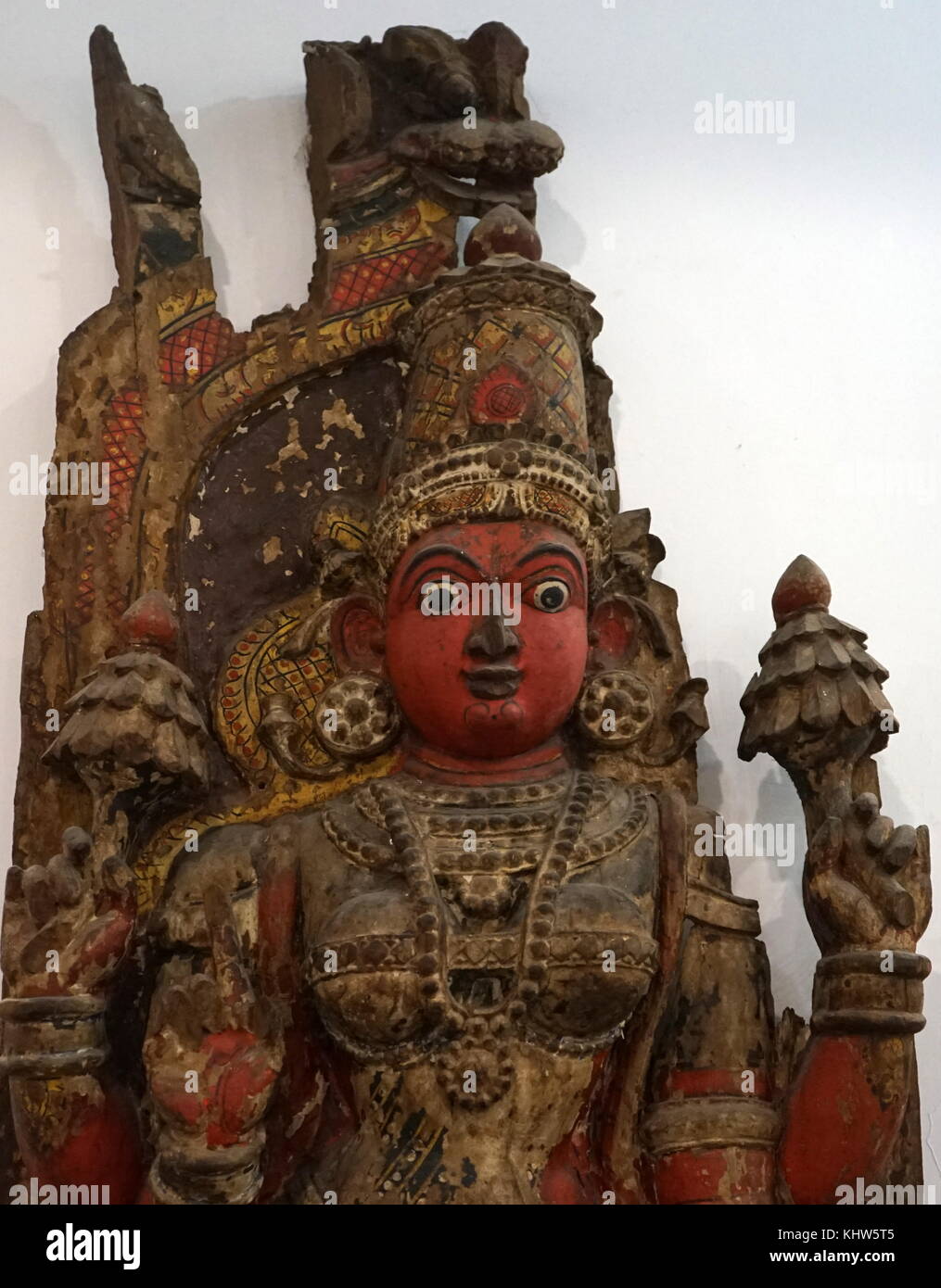 (Detail) Wooden sculpture depicting Yama, known in Hinduism as the Lord ...