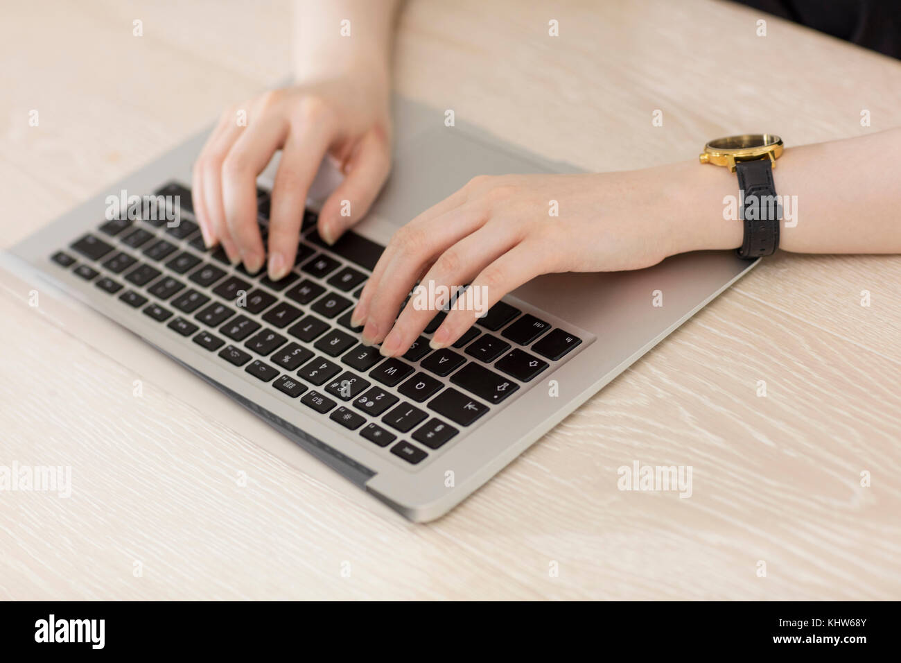 Woman typing on keyboard close hi-res stock photography and images - Alamy