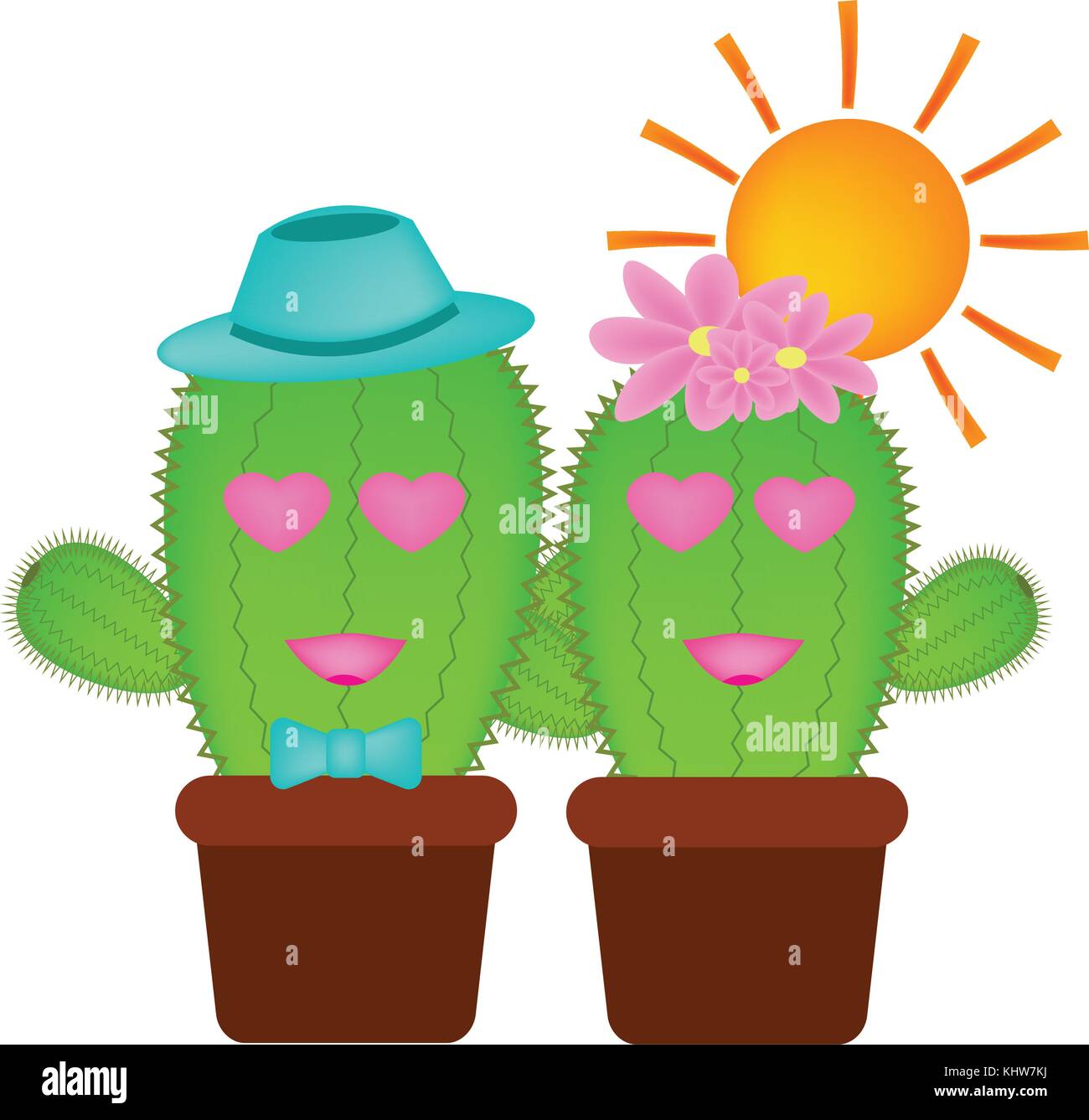Lovely cactus love sunshine Stock Vector Image & Art - Alamy