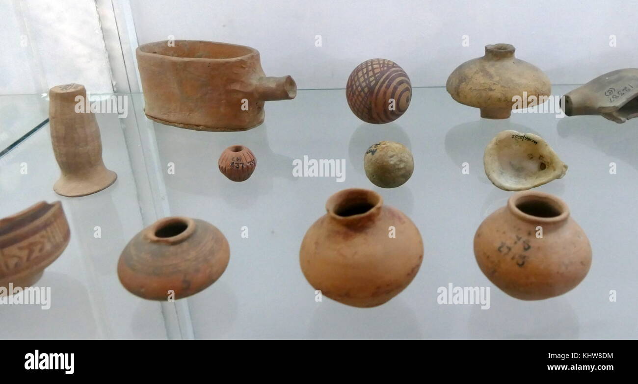 Collection of ancient Harappan objects. Harappa is an archaeological ...