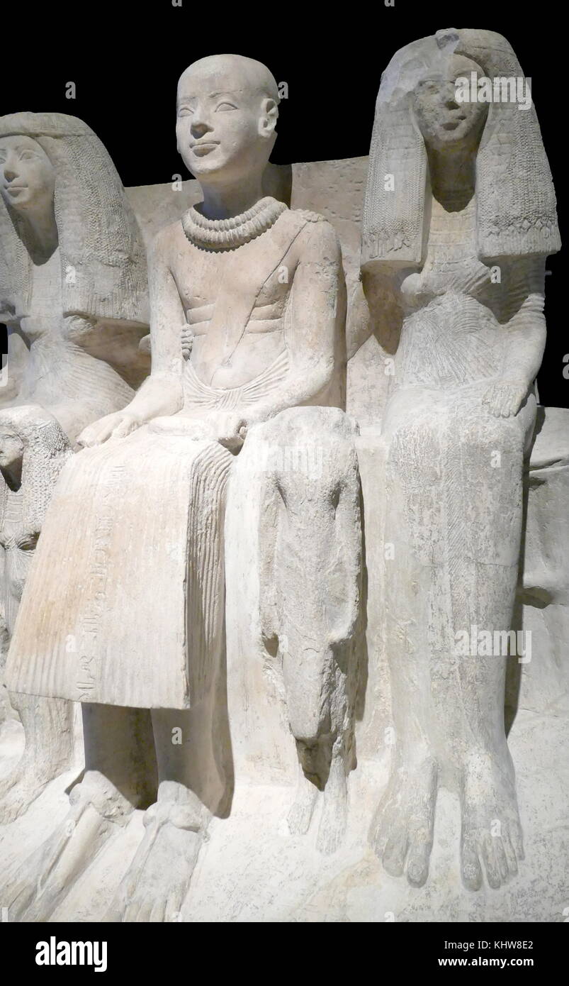 Statue of a family group of Ptah-mai, chief of the Wab-priests of Ptah ...