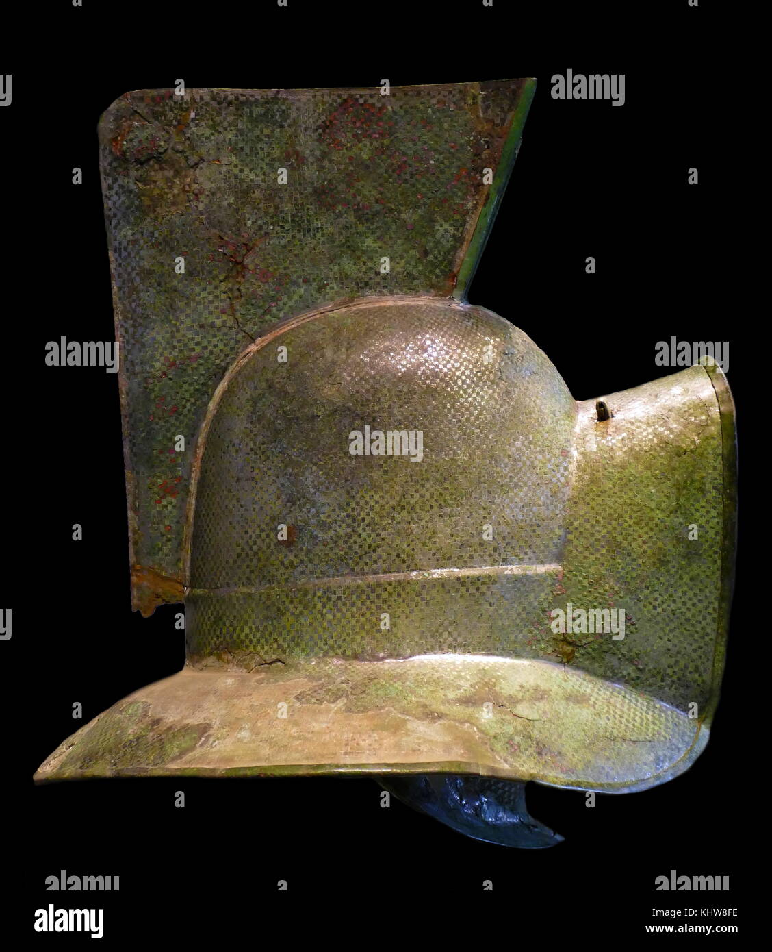 Bronze helmet of a murmillo. A murmillo was a type of gladiator during ...
