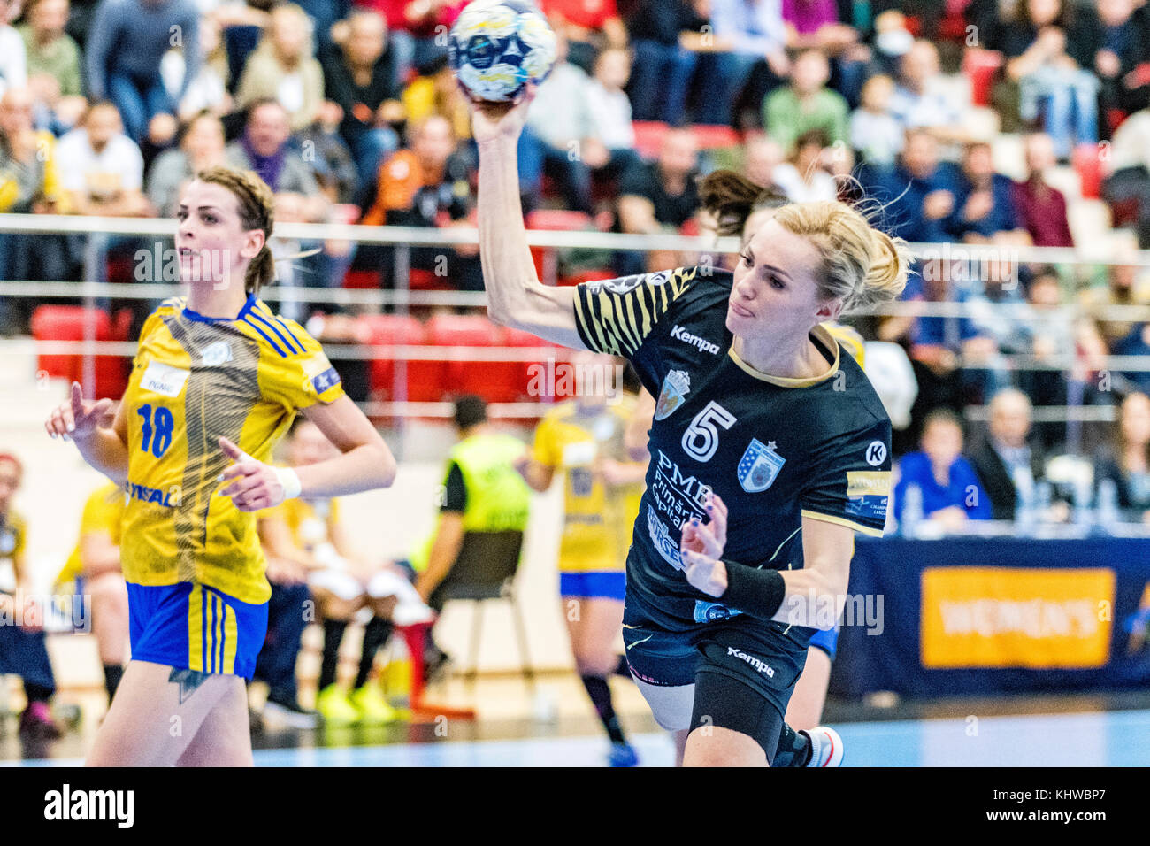 November 19, 2017: Iulia Curea #5 (CSM Bucharest) during the EHF Woman ...