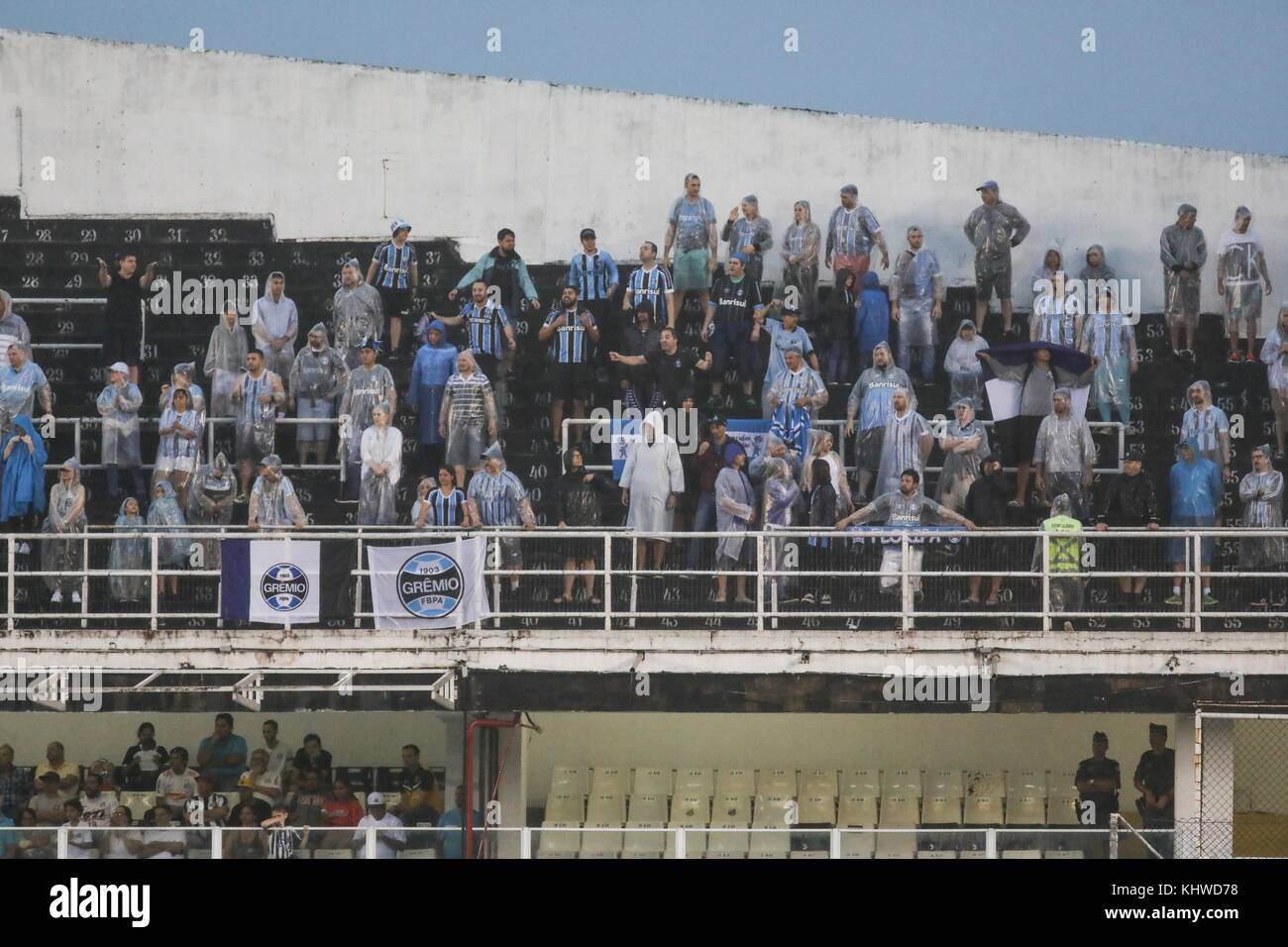 Santos, Brazil. 19th Nov, 2017. Grêmio fans during the match between ...