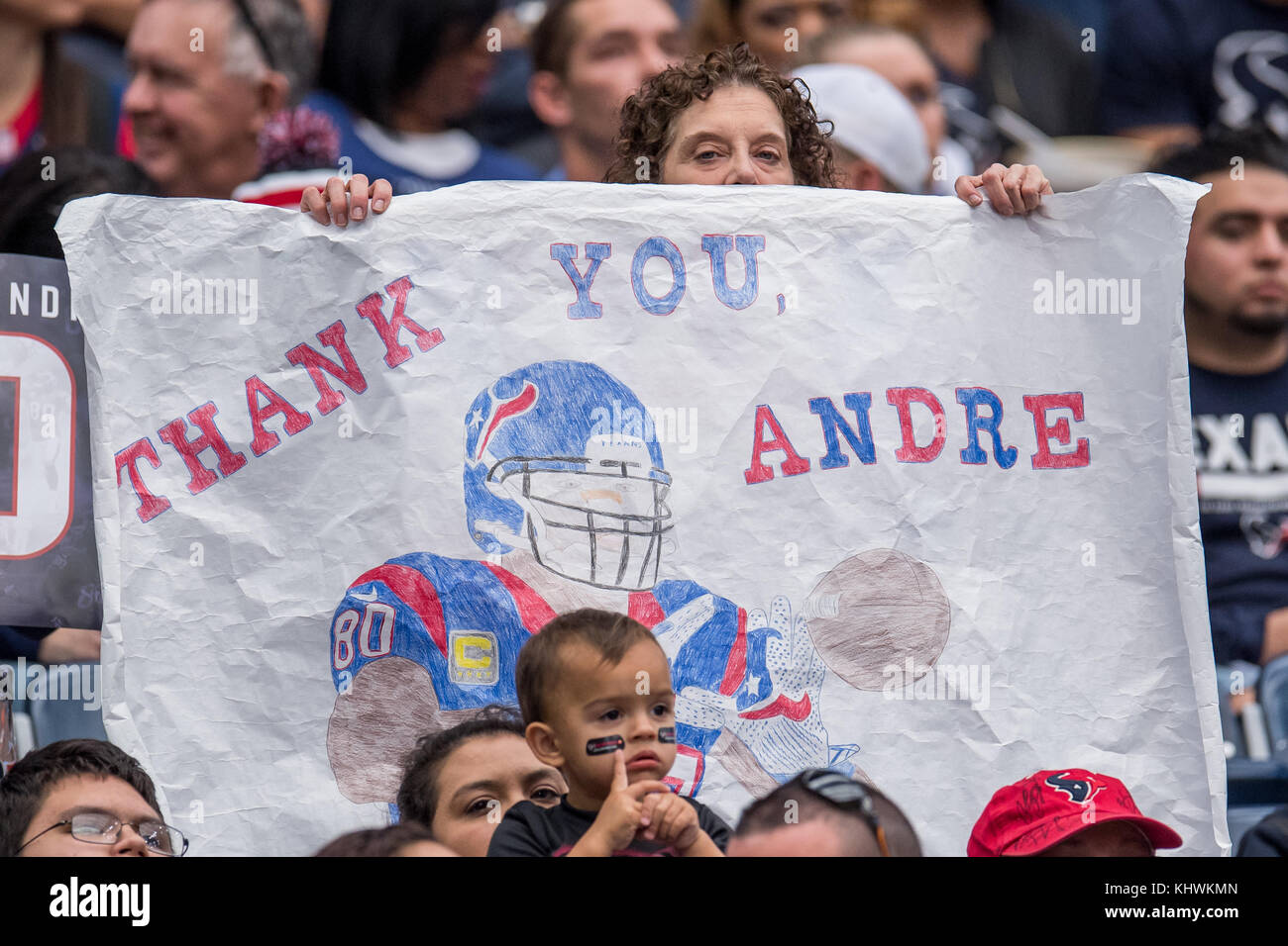 Houston, TX, USA. 19th Nov, 2017. Houston Texans fans show support for ...