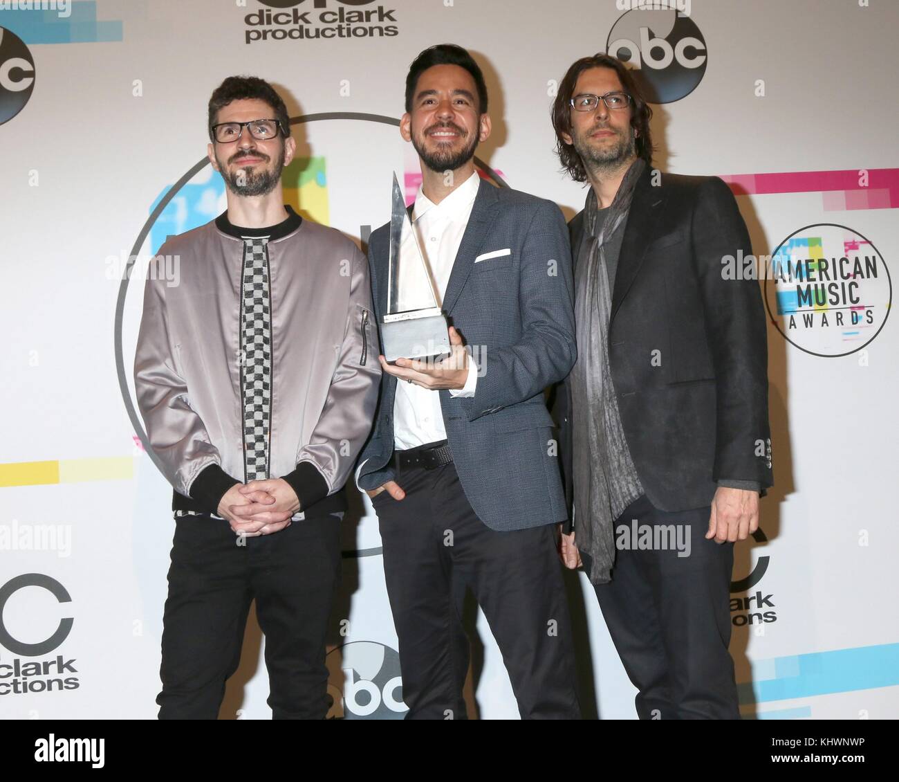Los Angeles, CA, USA. 19th Nov, 2017. Brad Delson, Mike Shinoda, Rob ...