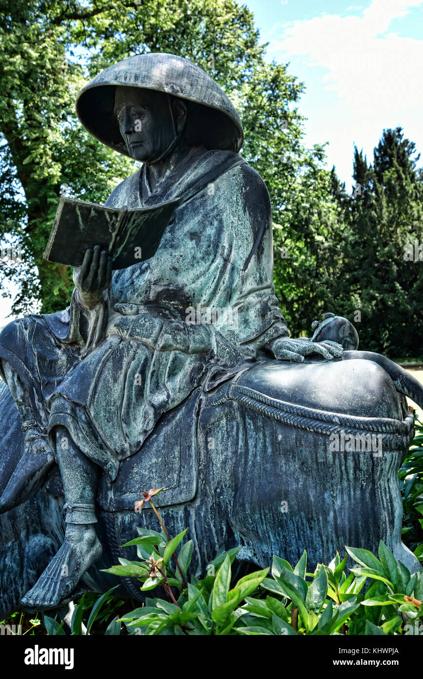 Chinese Bronze Statue in beautiful garden in West Yorkshire England ...