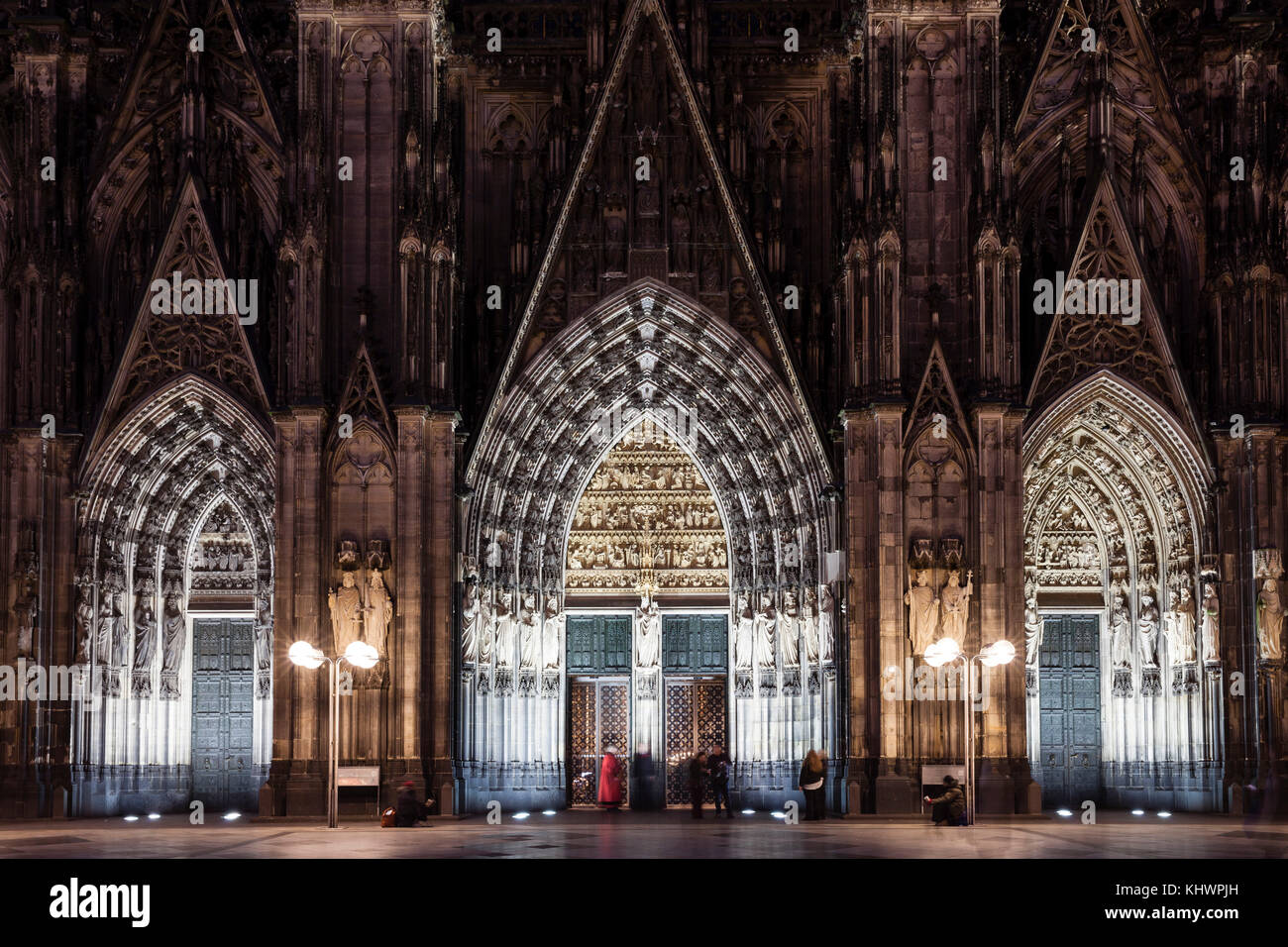 Germany, Cologne, the portal area of the west facade of the cathedral ...