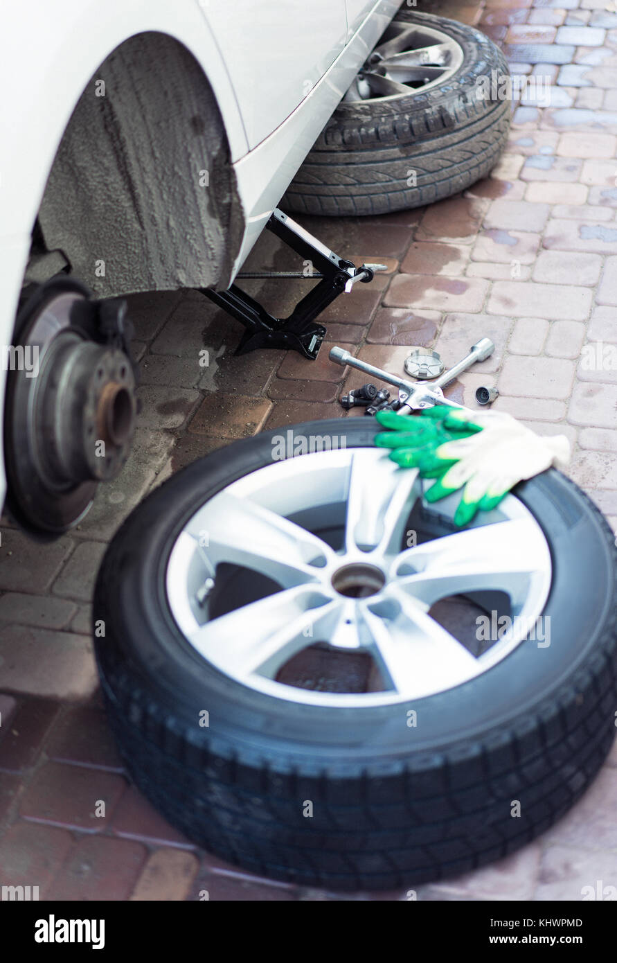 replacement car wheels Stock Photo - Alamy