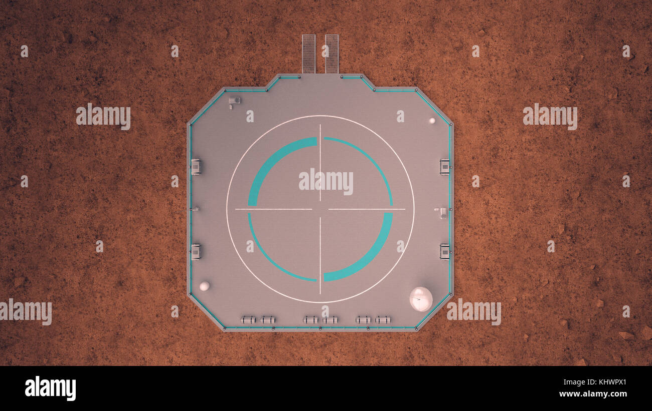 empty landing space station on Mars. 3d rendering Stock Photo - Alamy