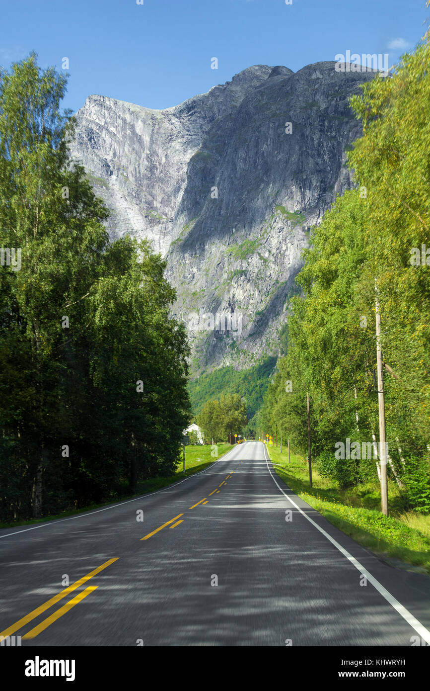Mountain road through wild alpine area of Norway Stock Photo - Alamy