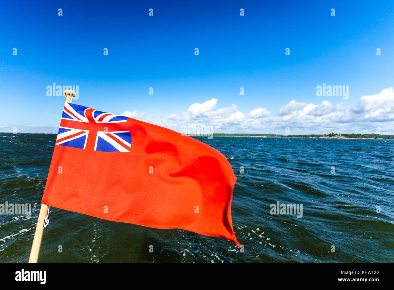The uk red ensign the british maritime flag flown from yacht sail boat ...