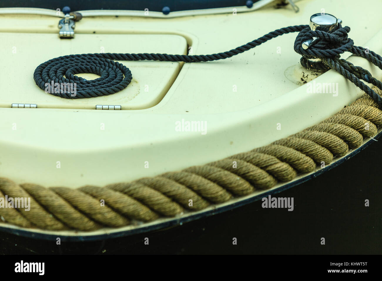 Yachting. Sailboat view of different parts of yacht, block with rope ...