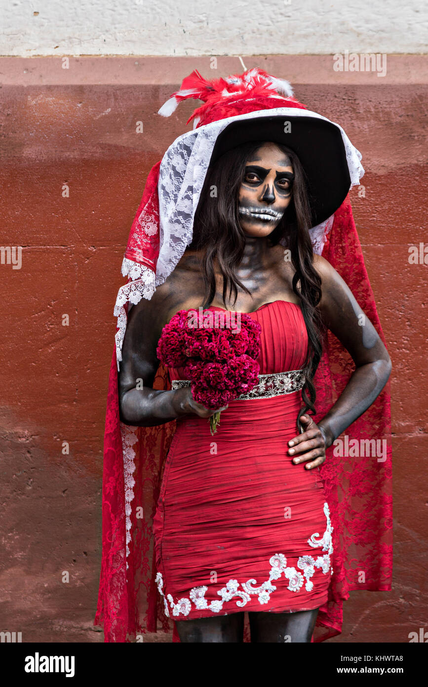 A Mexican women dressed as La Calavera Catrina during the Day of the ...