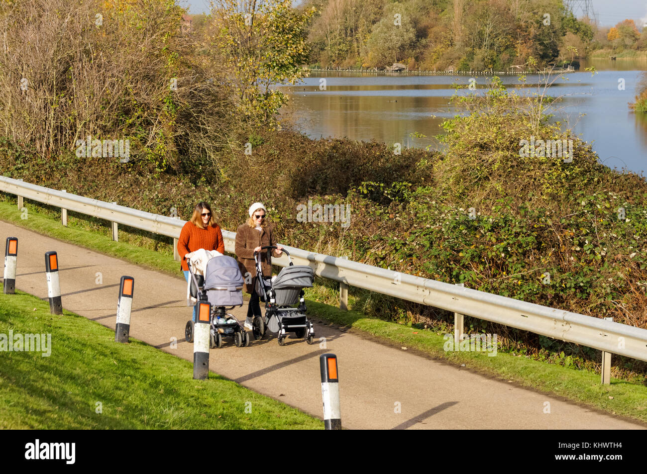 Young mums at Walthamstow Wetlands, London, England, United Kingdom, UK ...