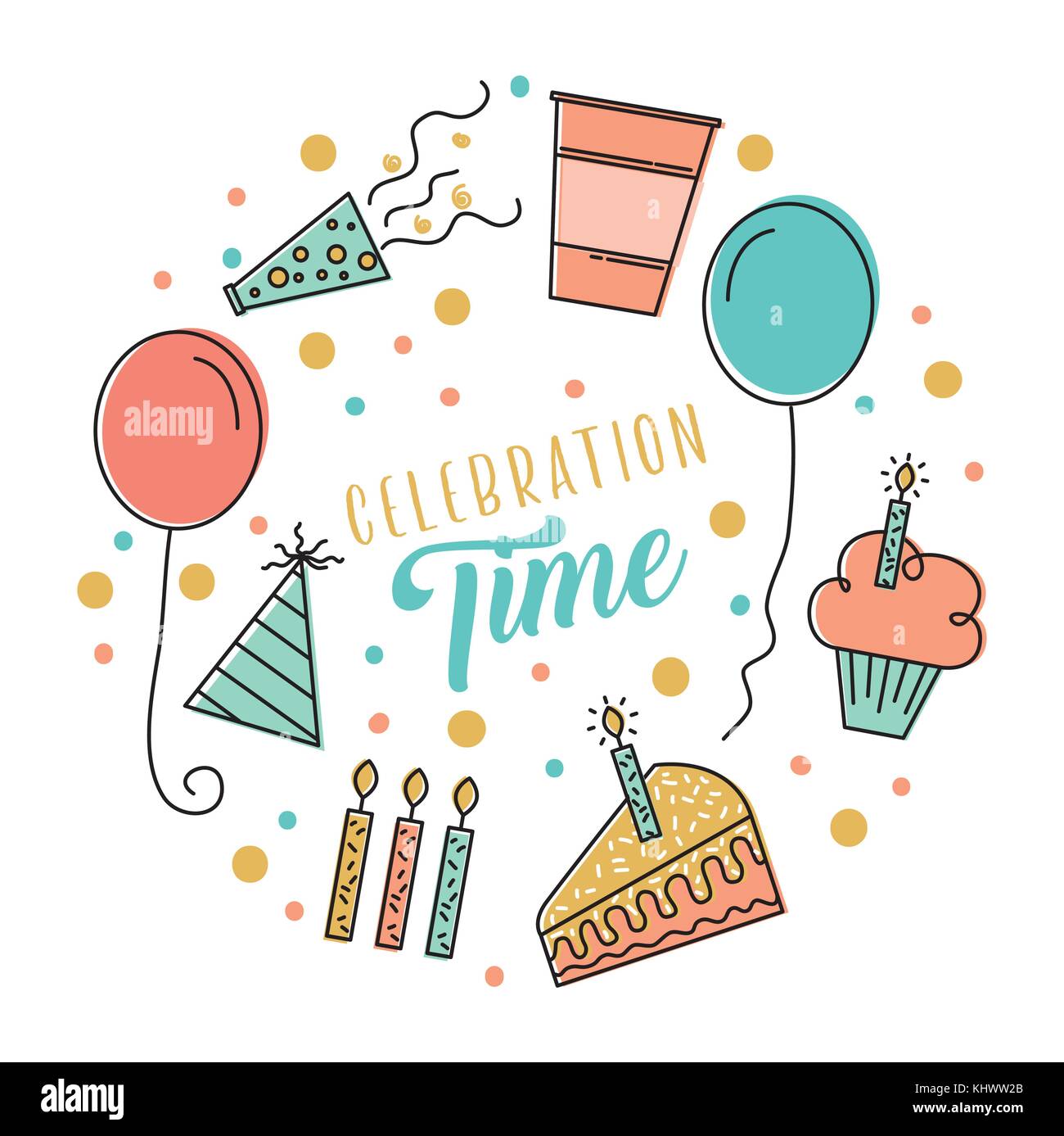 celebration time poster invitation party decoration Stock Vector Image ...