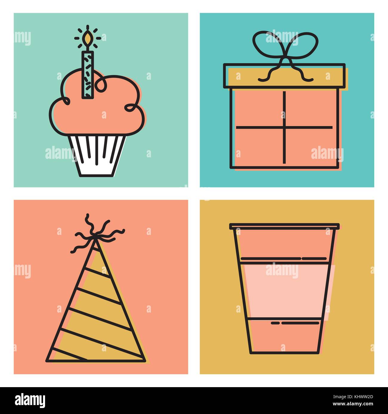 happy birthday wish celebration time day icons Stock Vector Image & Art ...