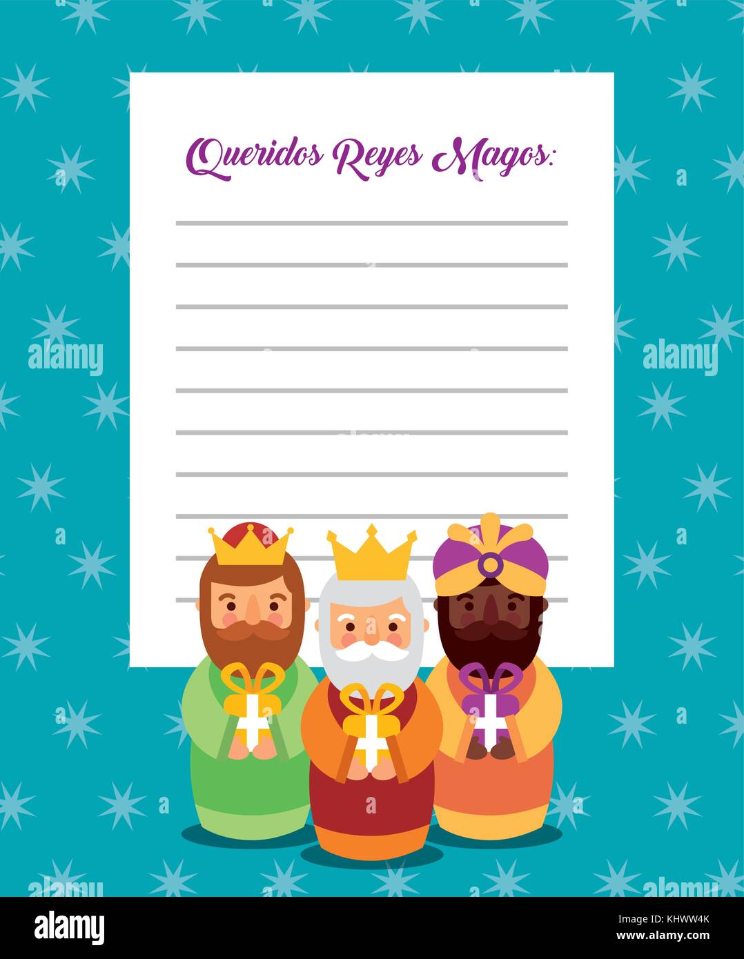 letter to the three kings of orient celebration festivity Stock Vector ...