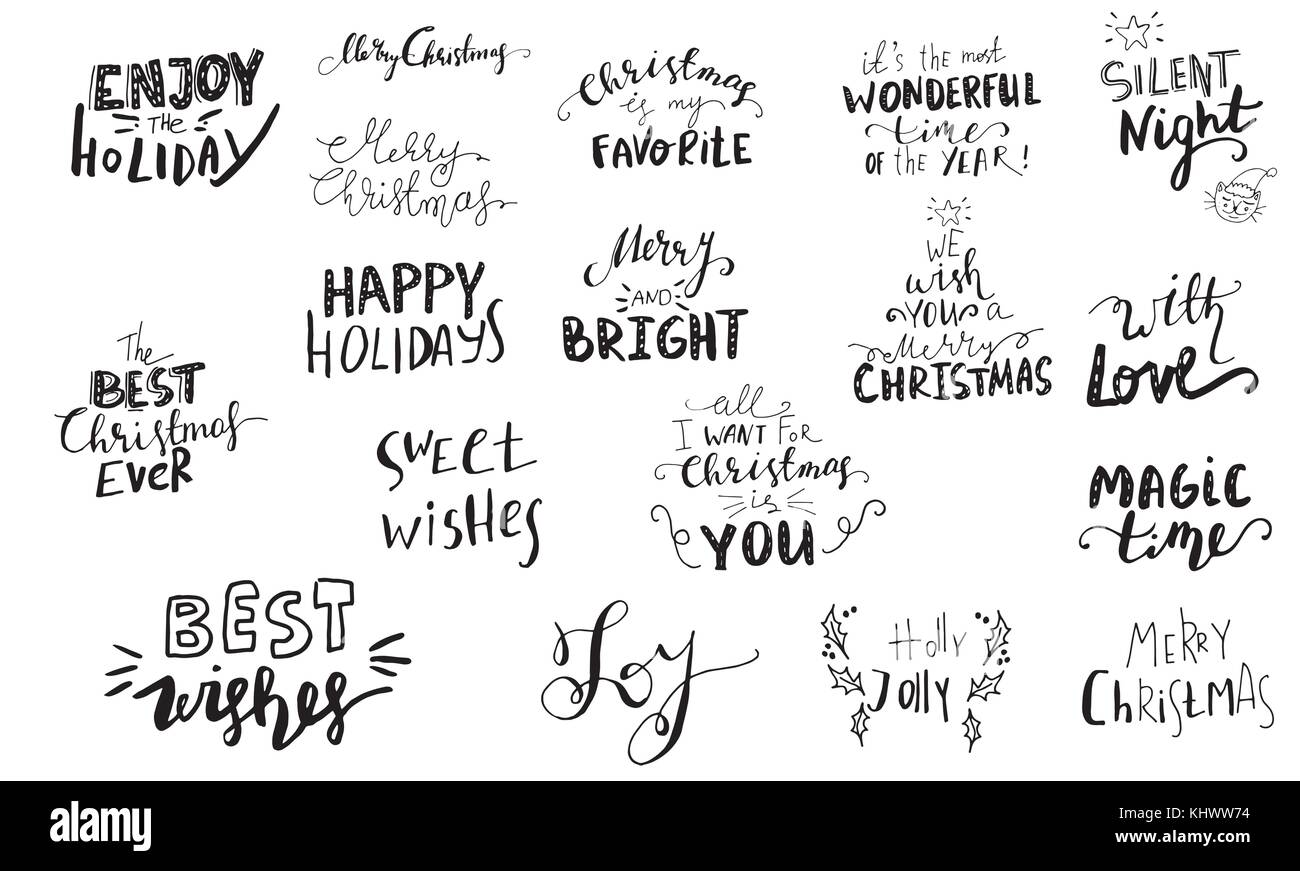 Set of Christmas lettering handwritten Stock Vector Image & Art - Alamy