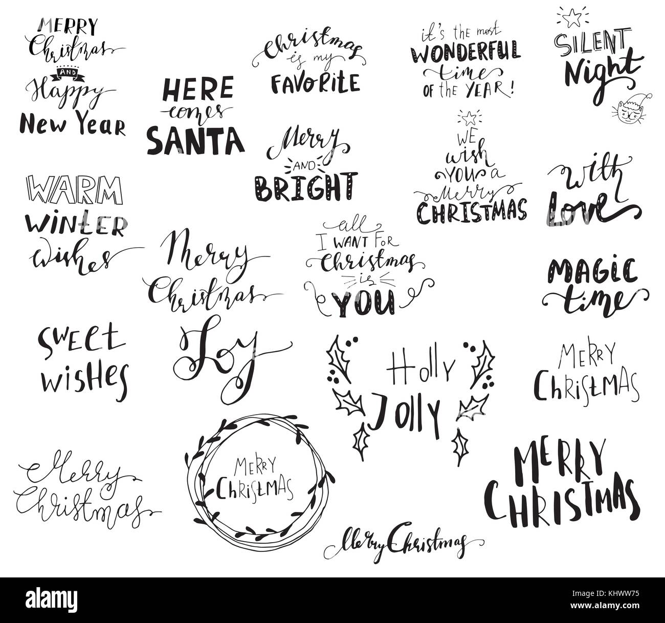 Set of Christmas lettering handwritten Stock Vector Image & Art - Alamy