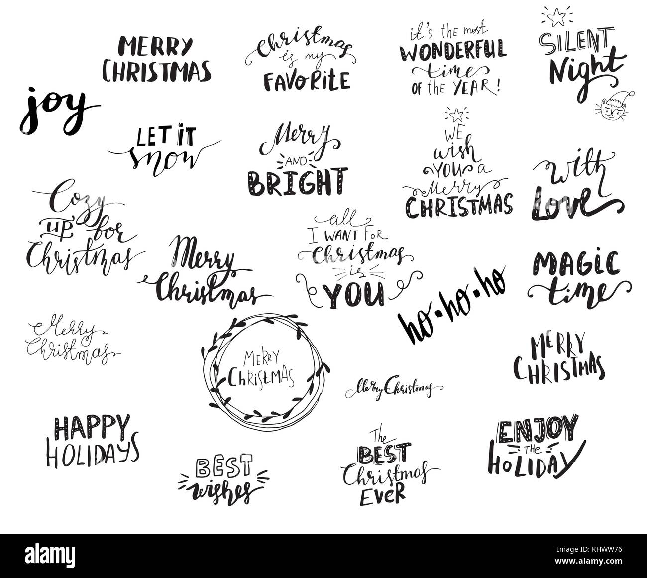 Set of Christmas lettering handwritten Stock Vector Image & Art - Alamy