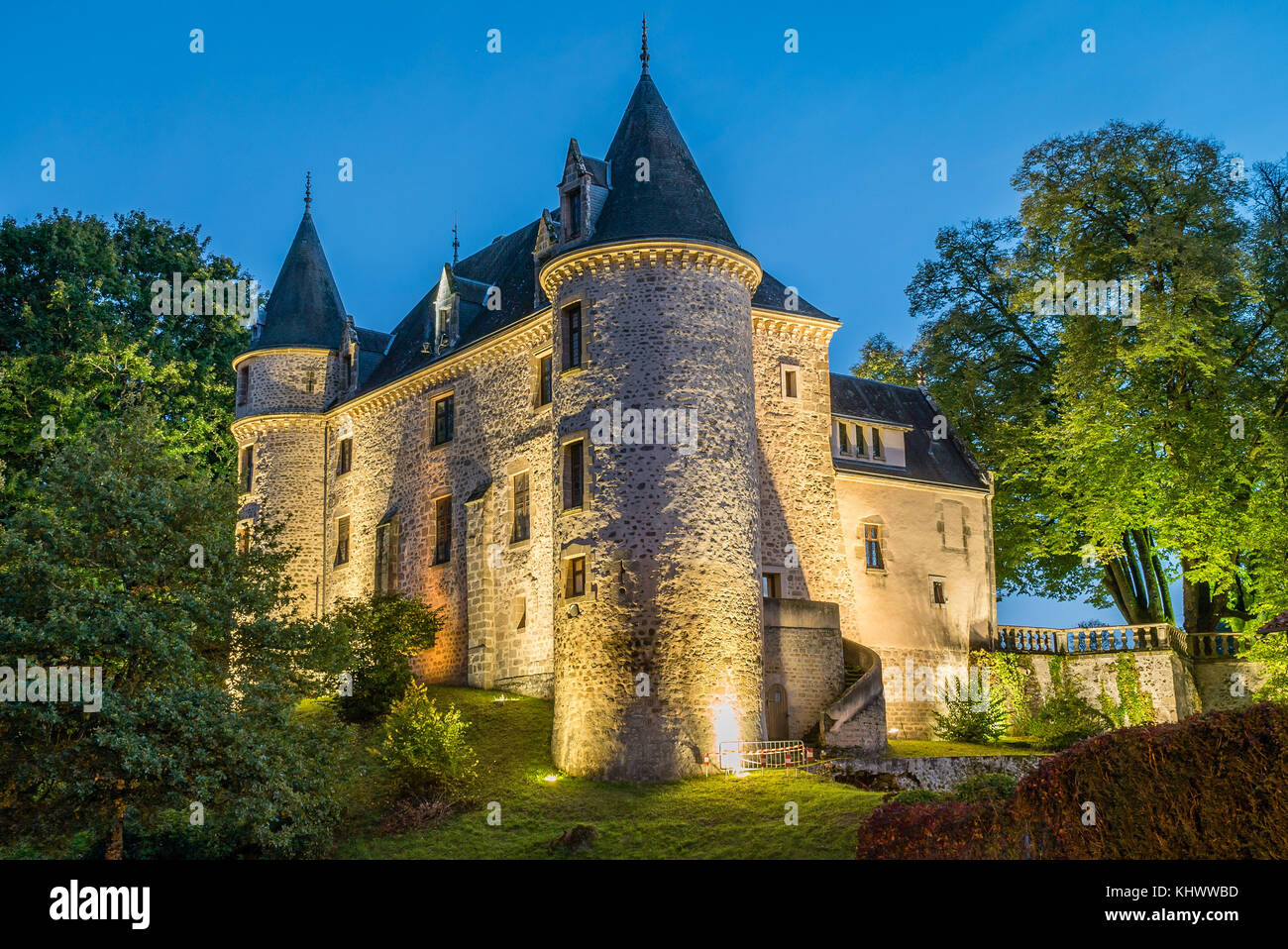 Nieul castle in France at night in the summer Stock Photo - Alamy