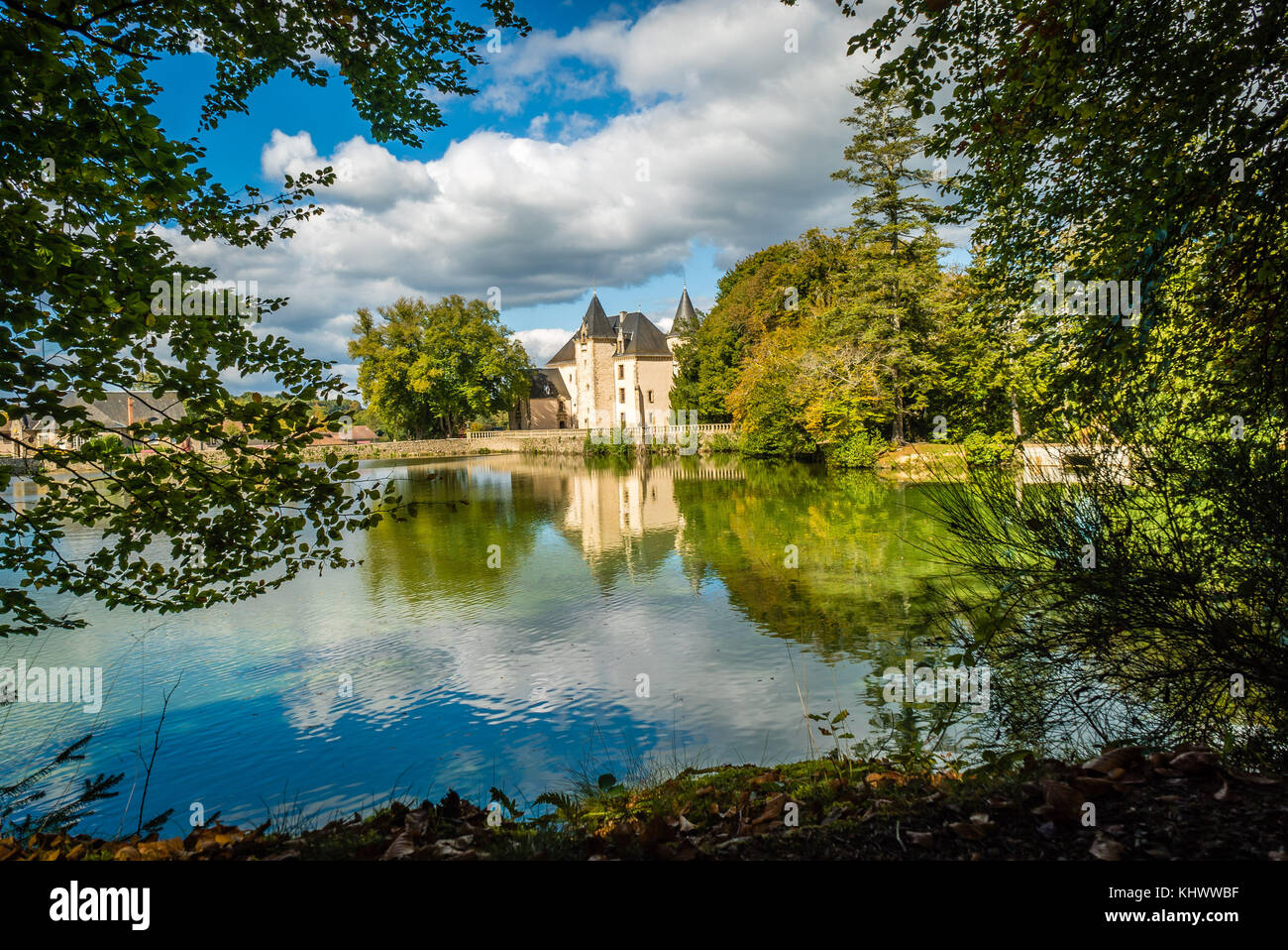 Nieul castle in France and its park and lake Stock Photo - Alamy