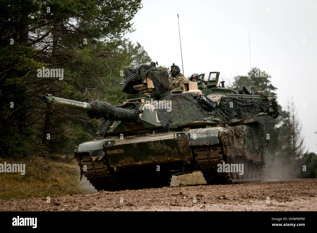 An M-1 Abrams tank crew participates in the Allied Spirit VII training ...