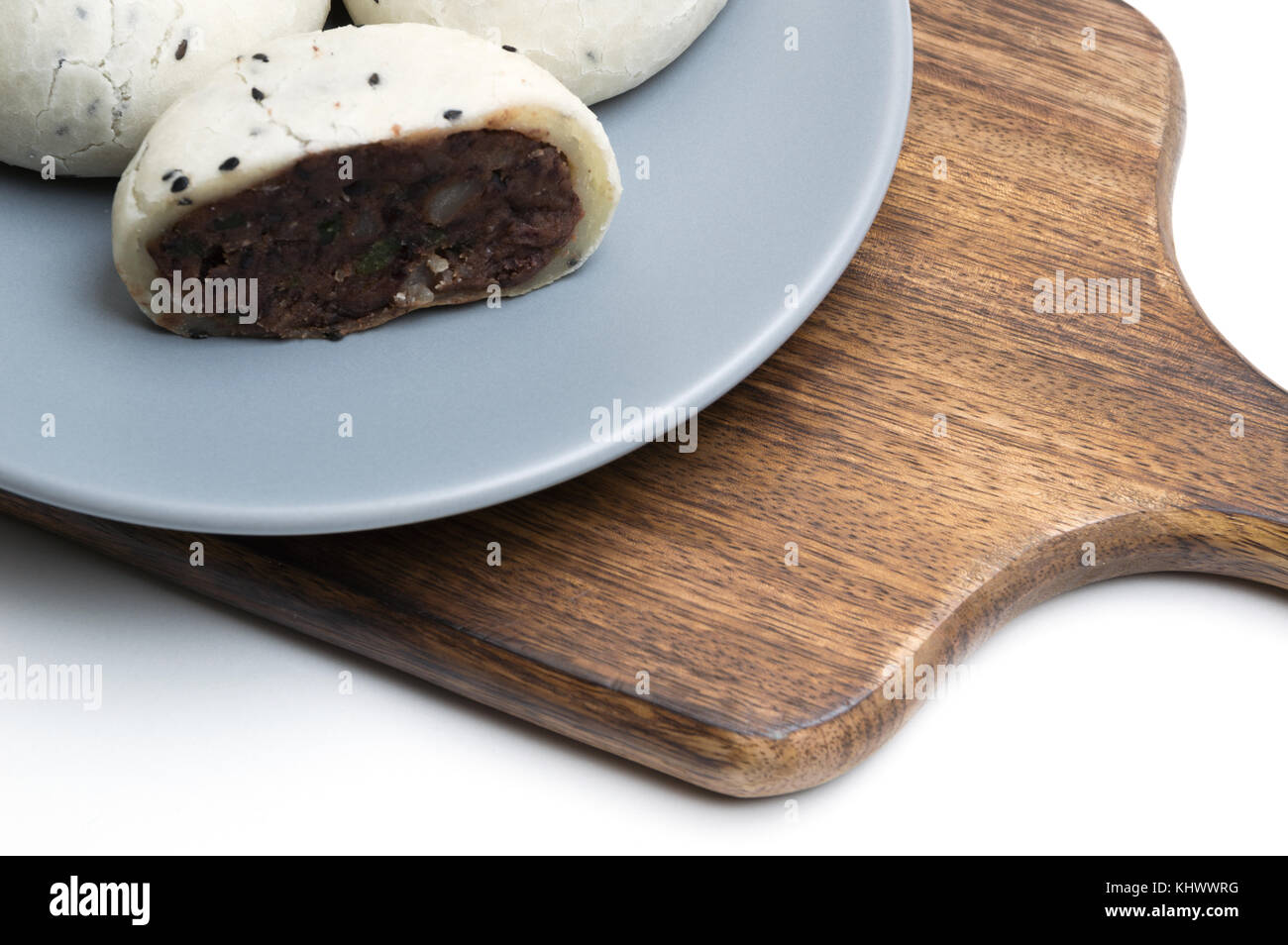 Glutinous rice cake on dish ; white background Stock Photo - Alamy