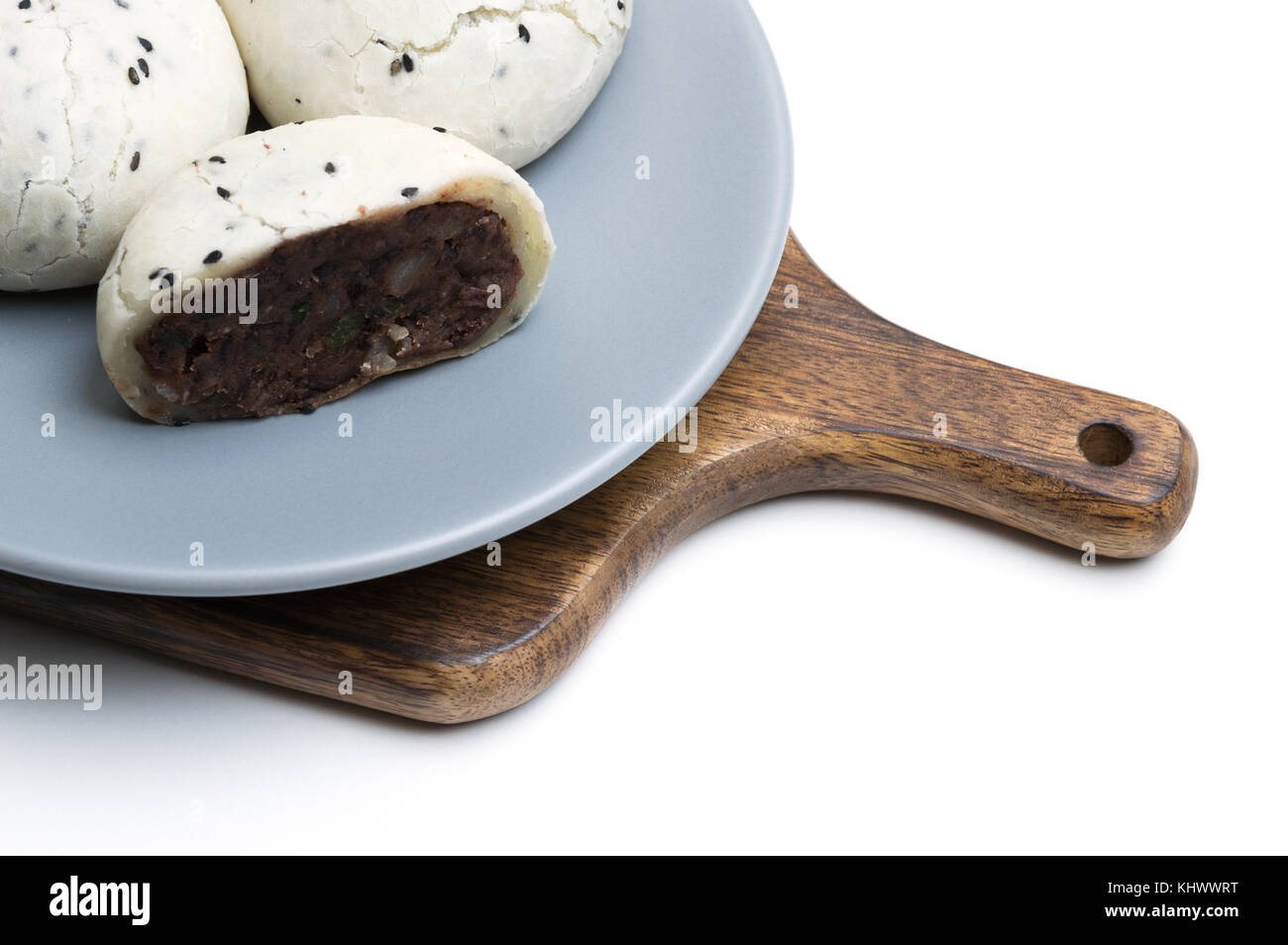 Glutinous rice cake on dish ; white background Stock Photo - Alamy