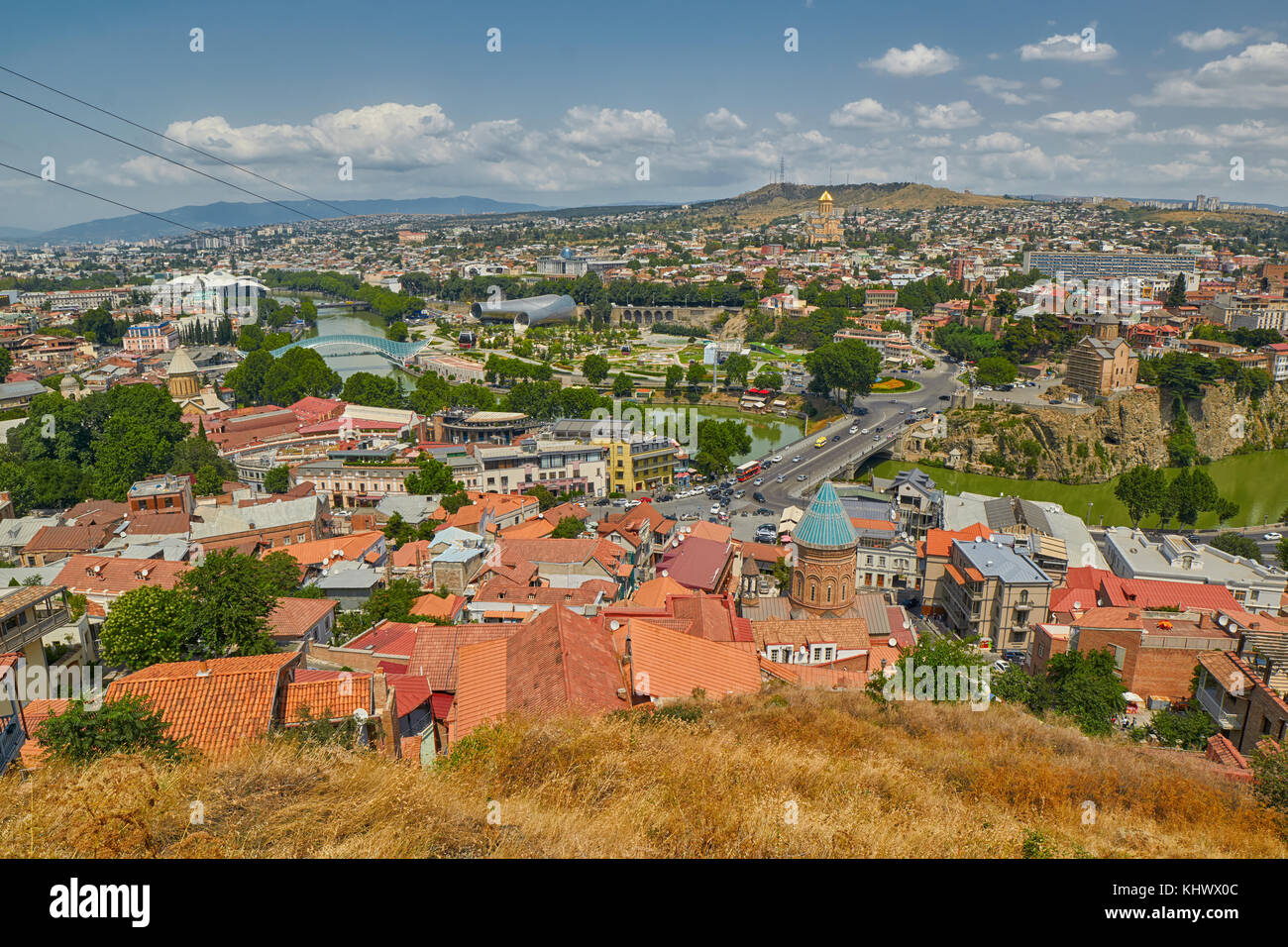 Panoramic View over Tbilisi City Center in the Capital of Georgia ...