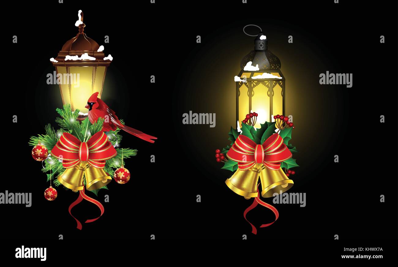 Christmas decoration with street light Stock Vector Image & Art - Alamy
