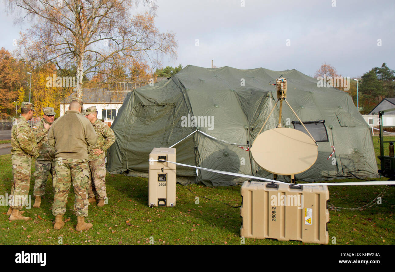 U.S. Army Reserve Soldiers with the 361st Civil Affairs Brigade set up ...