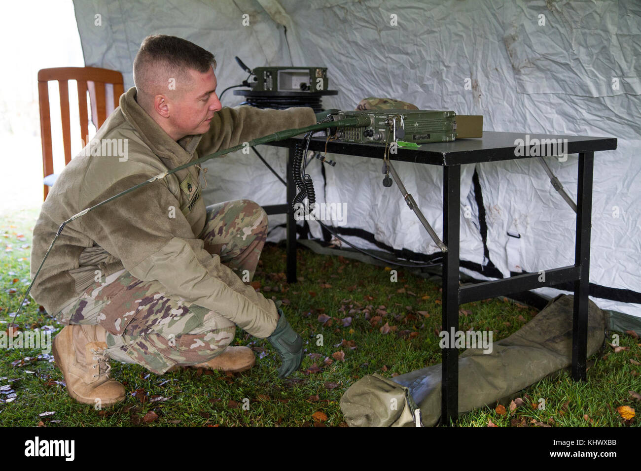 U.S. Army Reserve Staff Sgt. Justin Trekell, radio operator ...