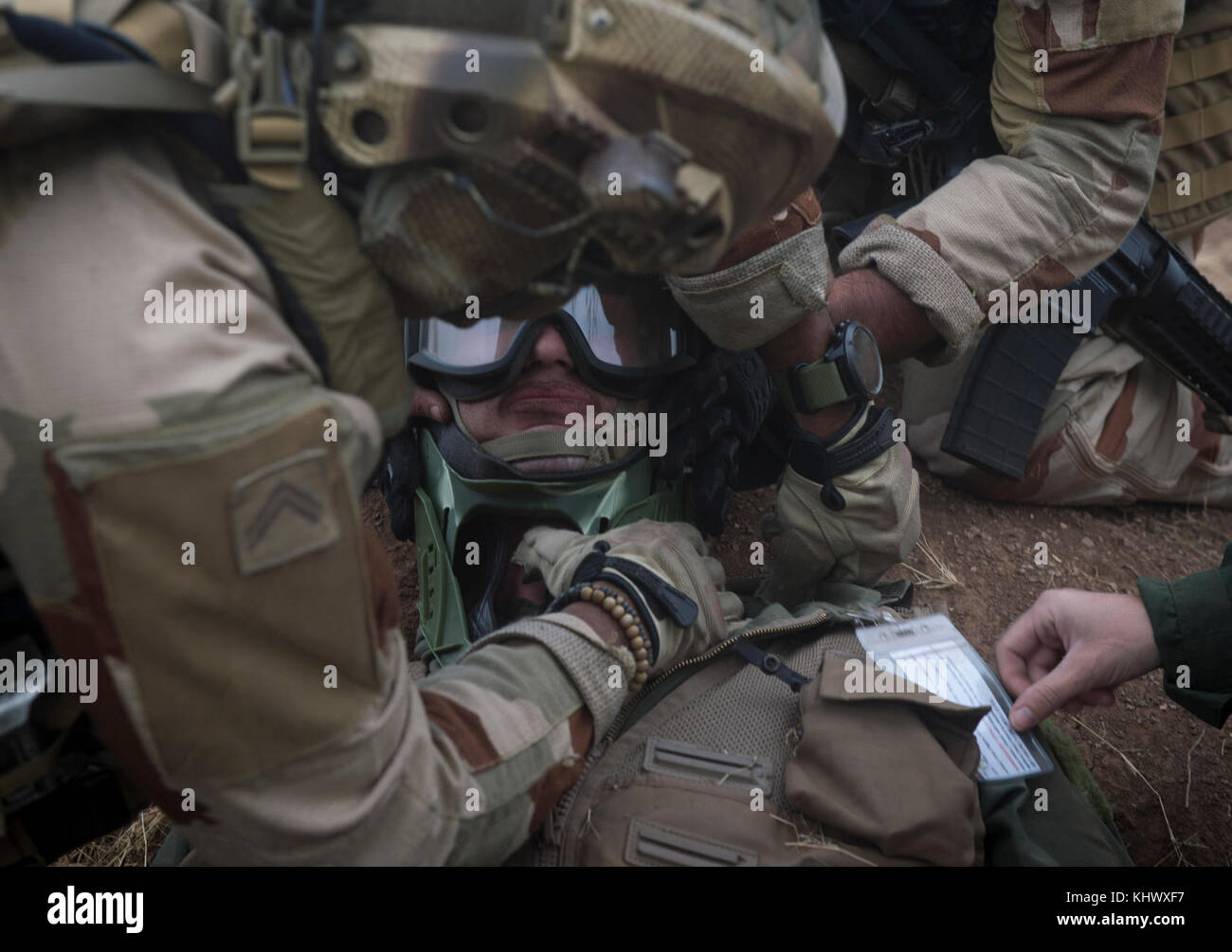 A U.S. Air Force pararescuemen assigned to the 48th Rescue Squadron and ...