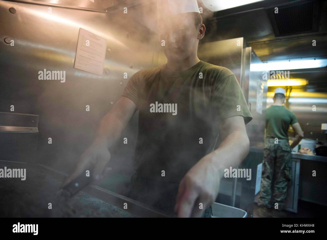 ATLANTIC OCEAN (Nov. 13, 2017) Lance Corporal Armando Medrano, a cook ...