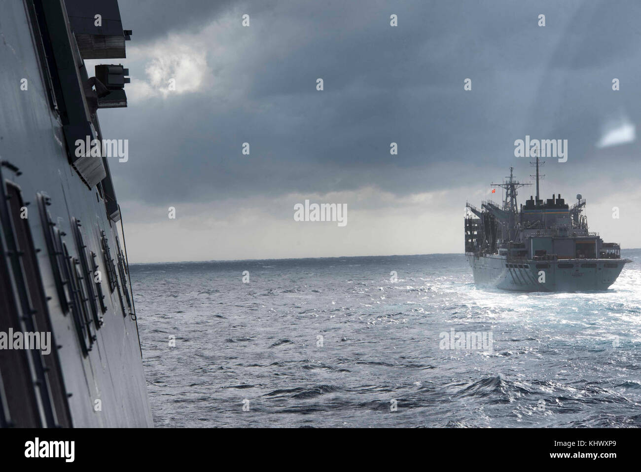 ATLANTIC OCEAN (Nov. 14, 2017) The amphibious transport dock ship USS ...