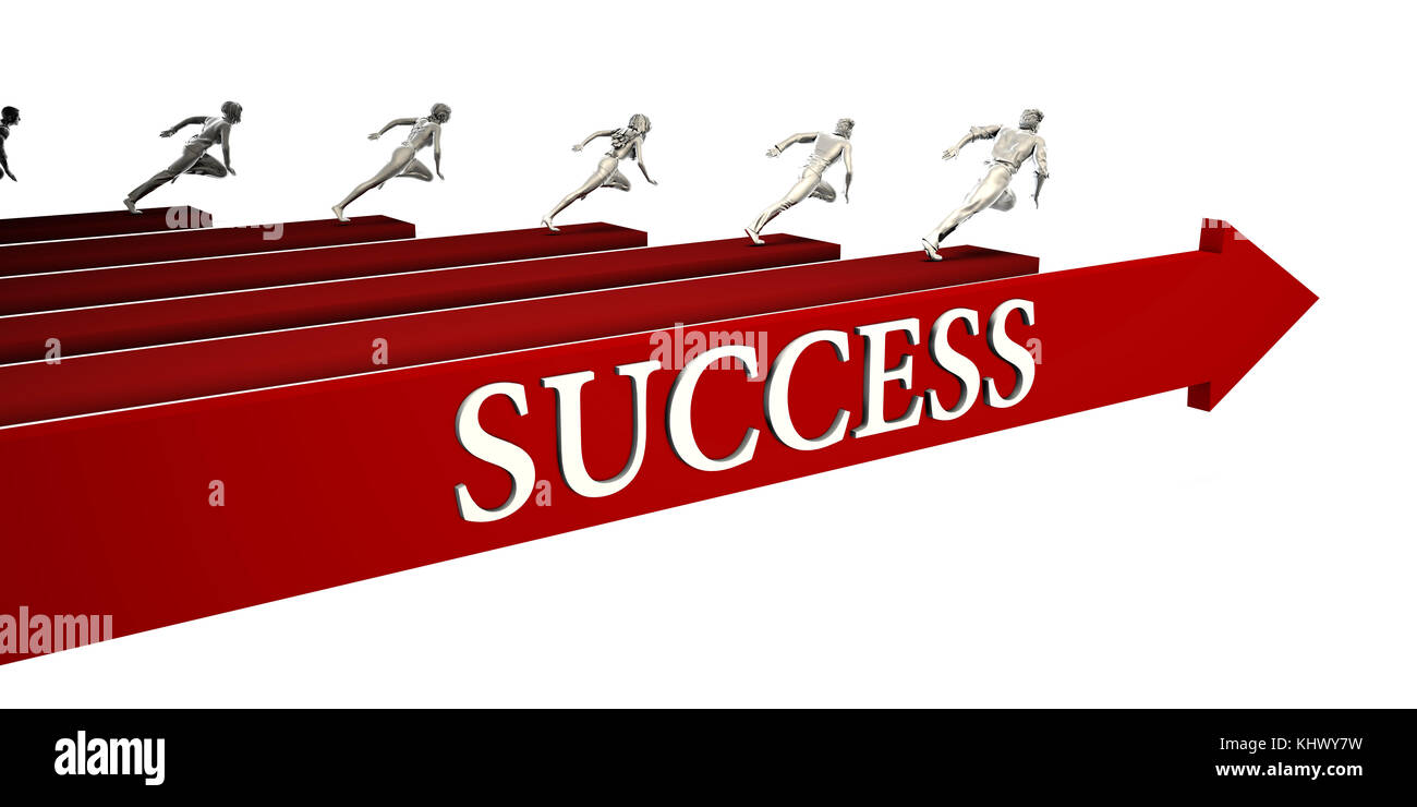 Success Solutions with Business People Running To Success Stock Photo ...