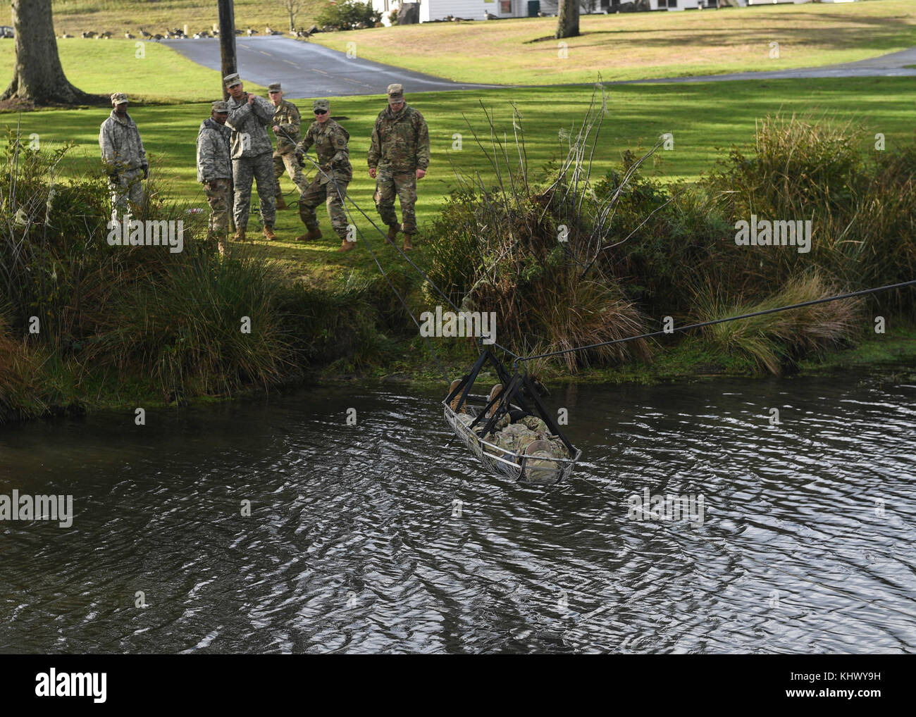 Participants use a one-rope bridge during the 2017 U.S. – China ...