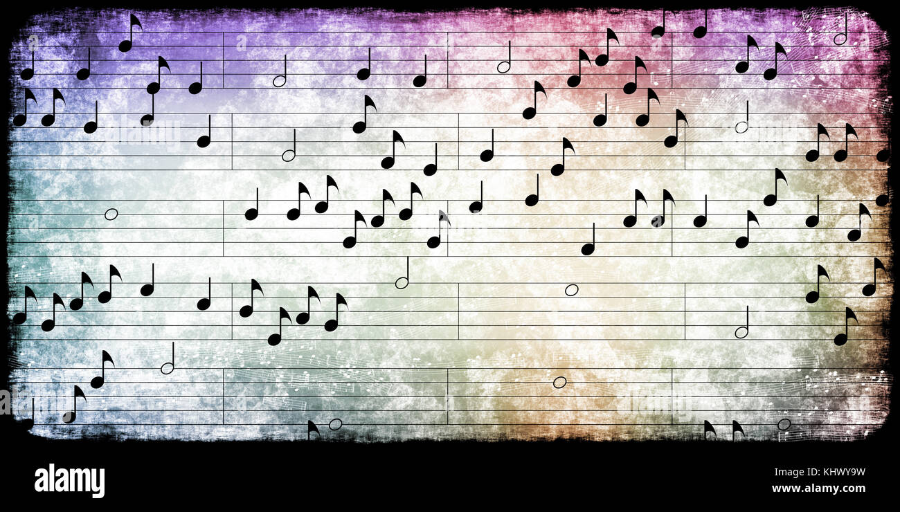 Music Notes Background with Abstract Musical Sheet Stock Photo - Alamy