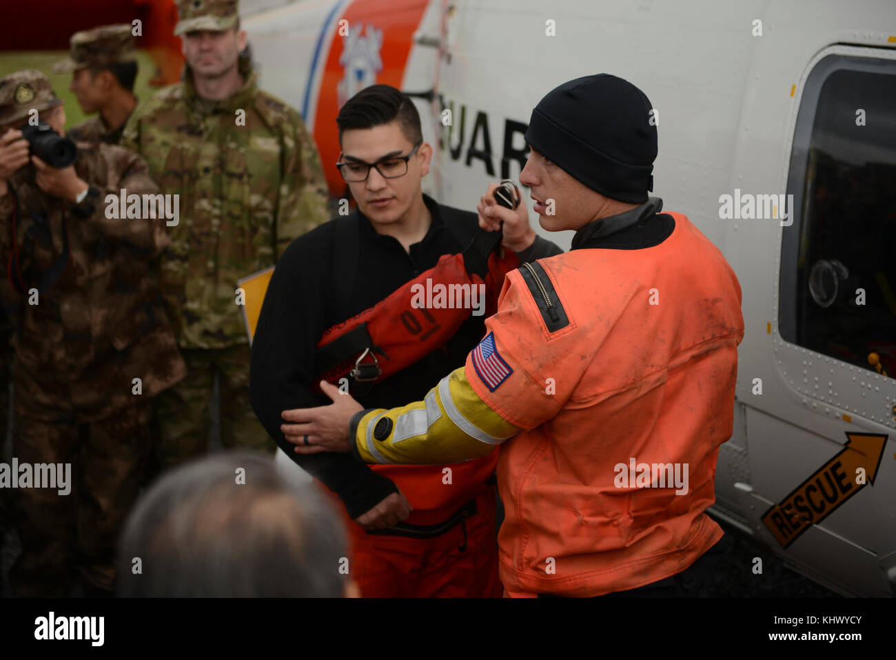Petty Officer 2nd Class Jordan Gilbert, an aviation survival technician ...