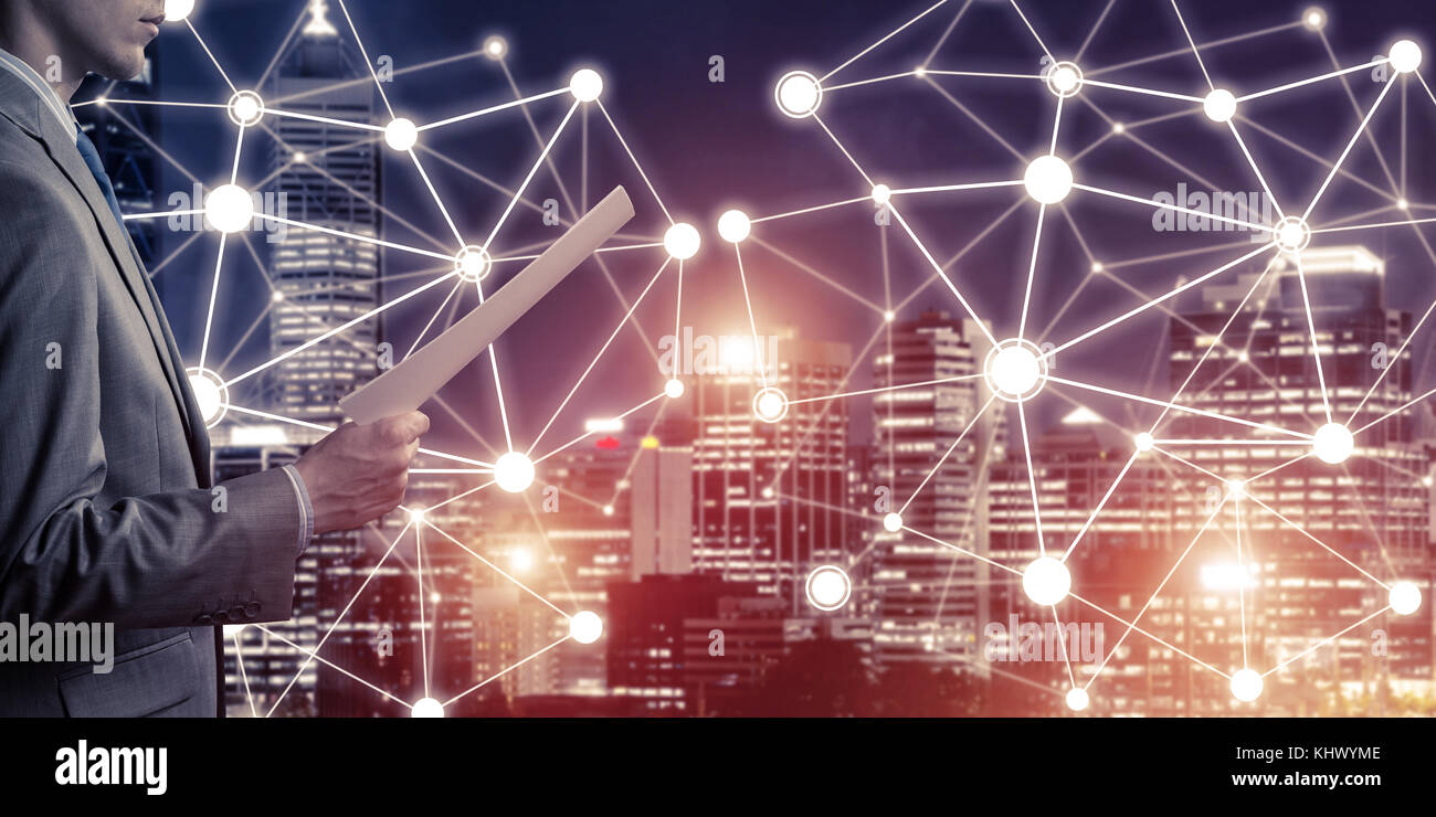 Concept of modern business networking that connect and cooperate Stock ...