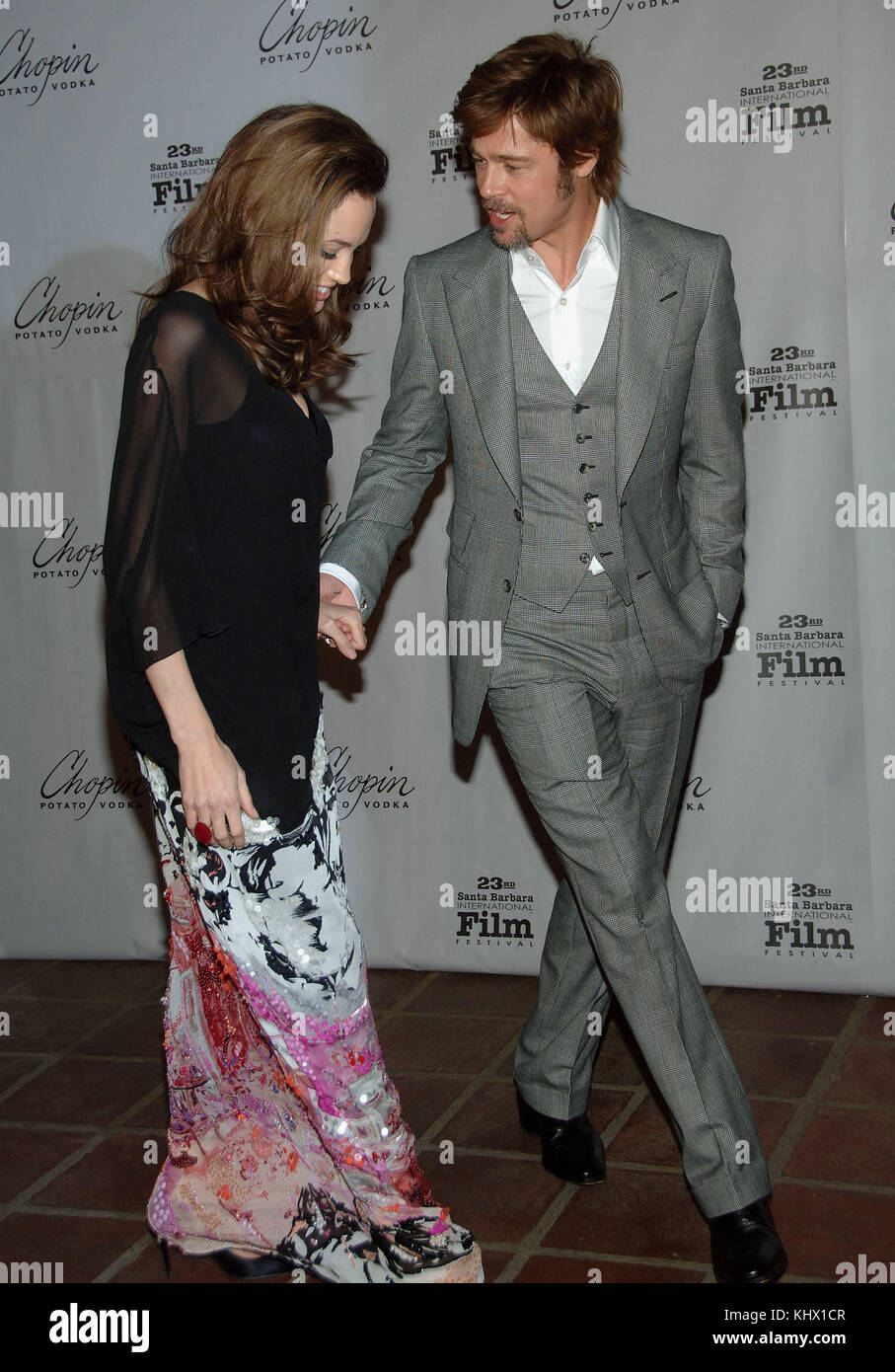 Angelina Jolie and Brad Pitt arriving at the SBIFF ( Santa Barbara Int ...