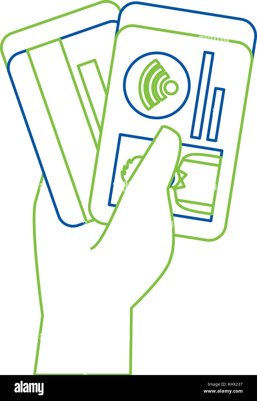 hand holding credit card and id card payment symbol Stock Vector Image ...