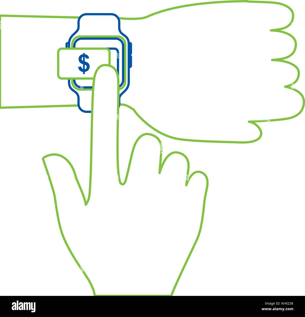 hand with smartwatch money button application Stock Vector Image & Art ...