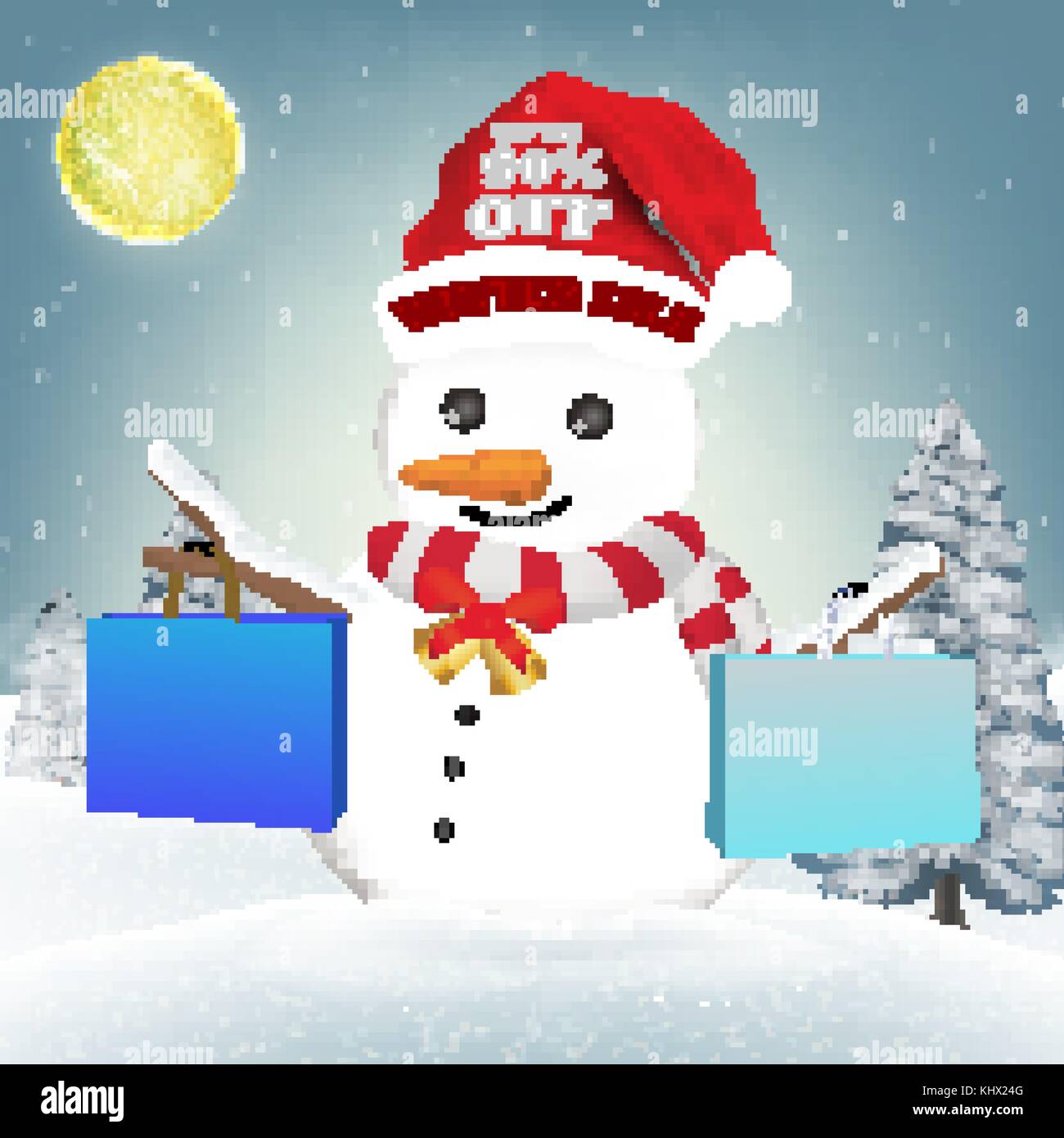 snowman with winter sale shopping paper bag Stock Vector Image & Art ...
