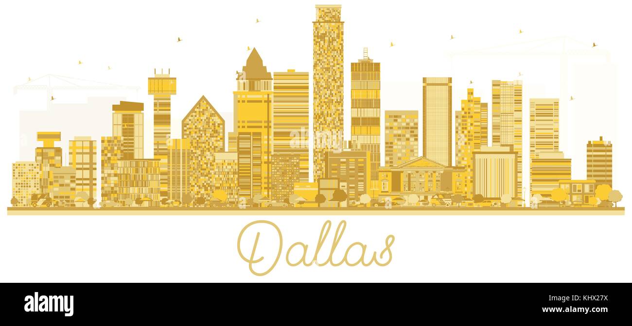 Dallas USA City skyline golden silhouette. Vector illustration ...