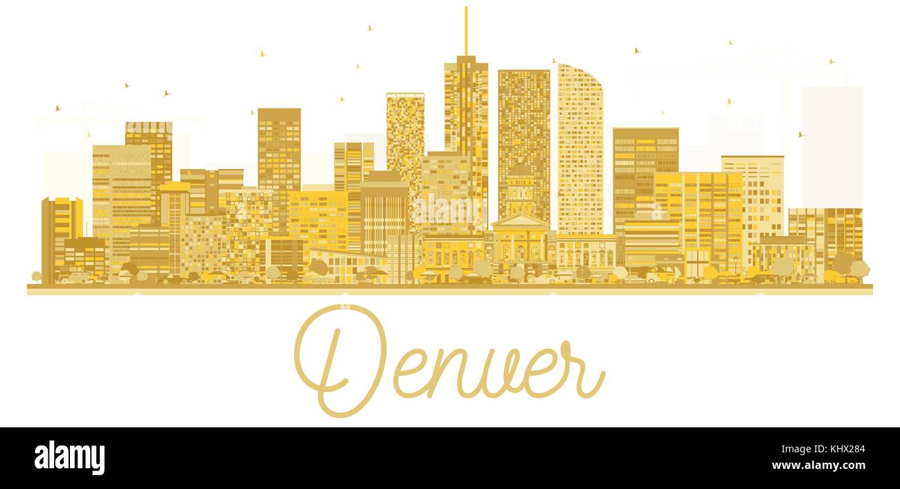 Denver USA City skyline golden silhouette. Vector illustration ...