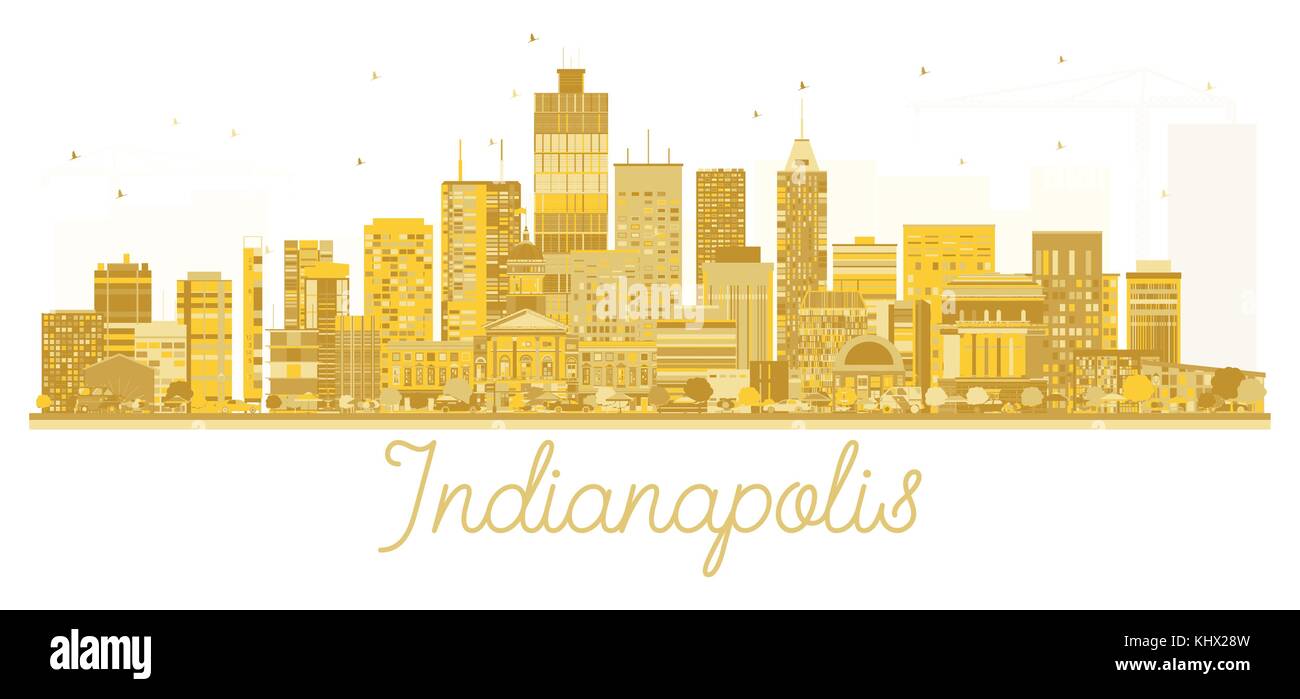 Indianapolis USA City skyline golden silhouette. Vector illustration ...