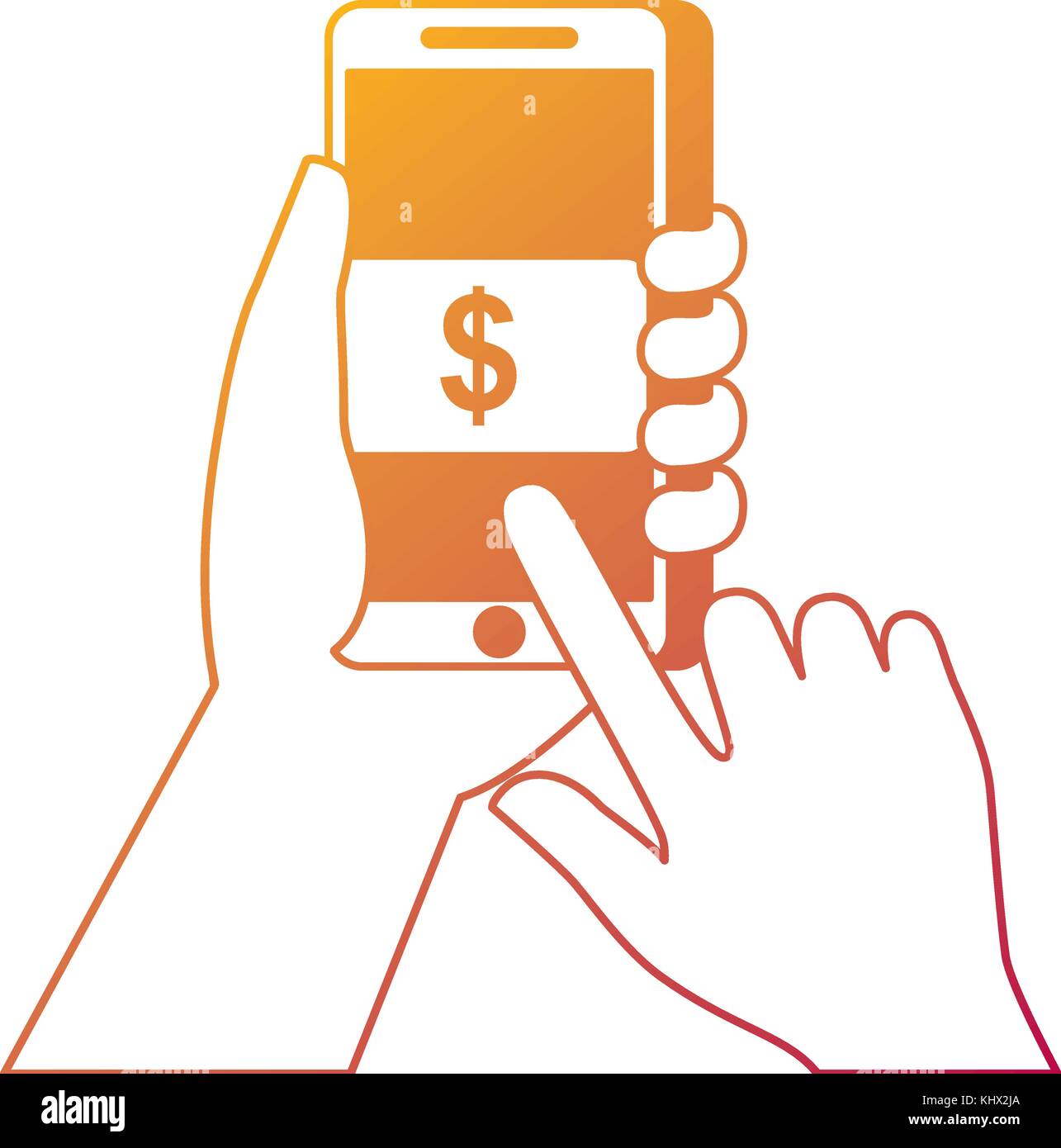 hand touch money screen button smartphone Stock Vector Image & Art - Alamy